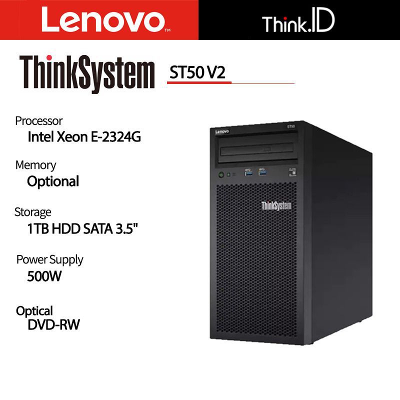 Server Lenovo ThinkSystem ST50 V2 Xeon E-2324G 8GB 1TB SATA DVDRW WAP
