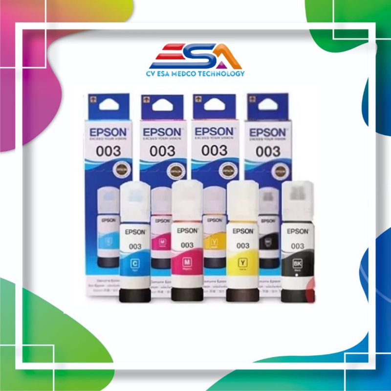 Epson - Tinta Printer 003 Warna Biru, Merah, Kuning, Hitam (Cyan ...