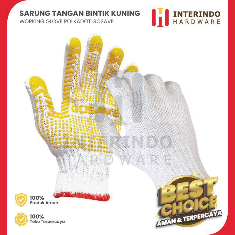 Sarung tangan katun bintik kuning