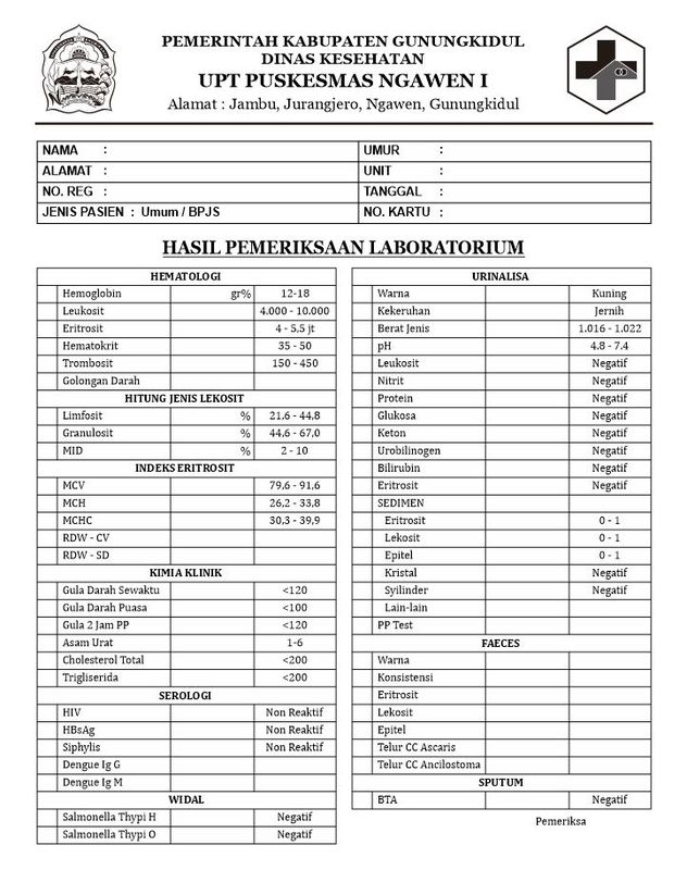 FORM HASIL LAB PUSKESMAS