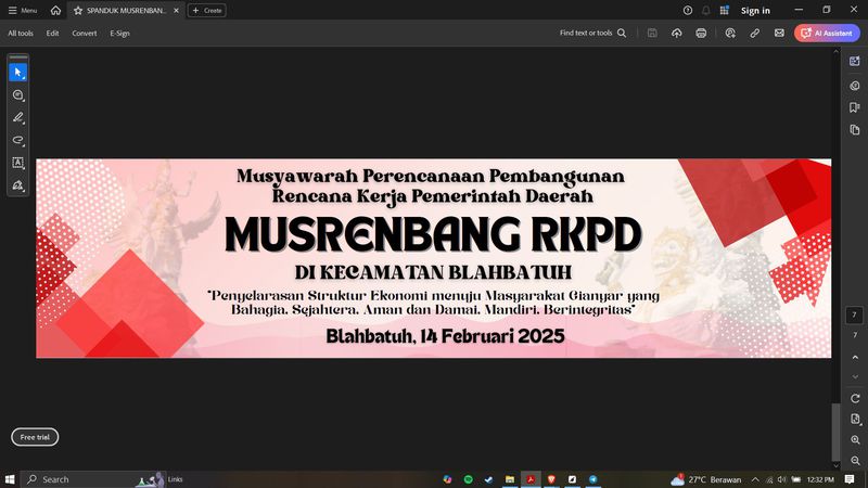 Cetak Spanduk (3x1) Musrenbang Kecamatan Gianyar