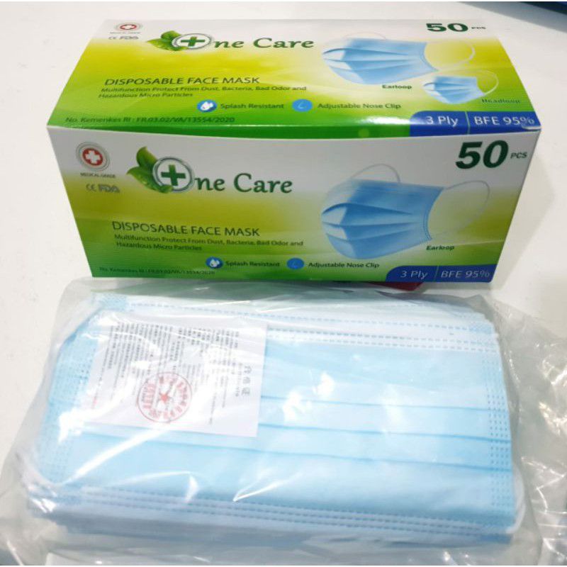 One Care Masker Disposable 3ply @50pcs