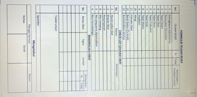 Form Telaah Resep Tempel 1