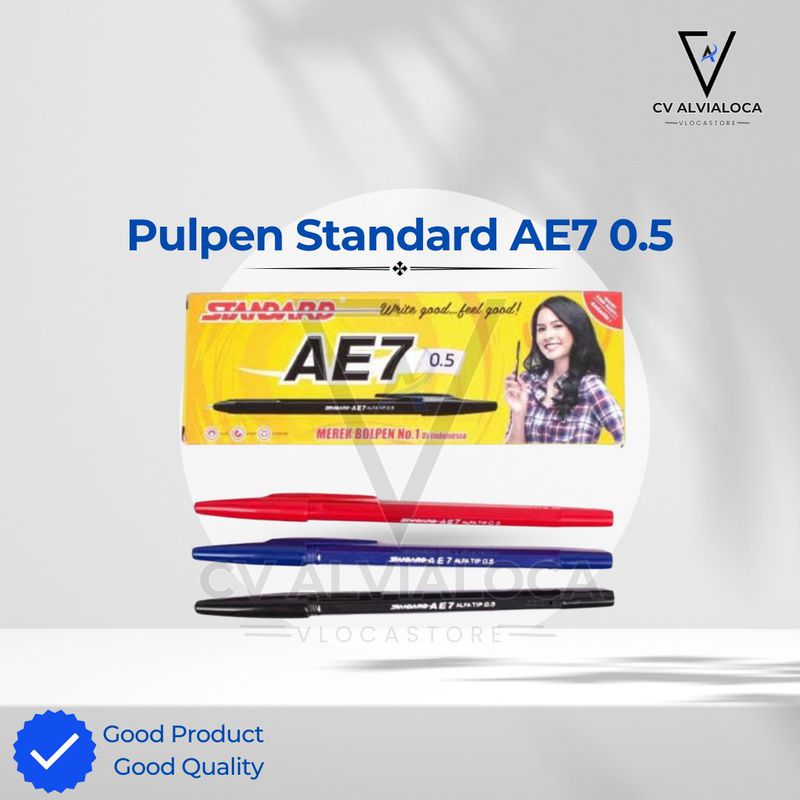 Pulpen Standard AE7 0.5 - Hitam - 1 PAK