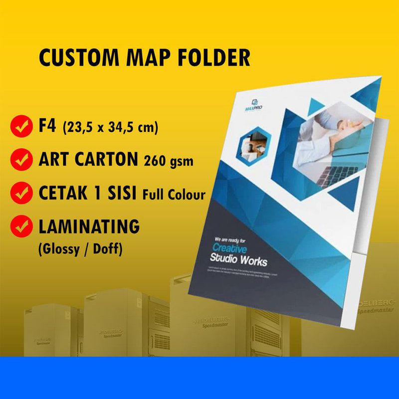 Cetak Map Folder F4 Custom Full Color Laminasi doff/glossy