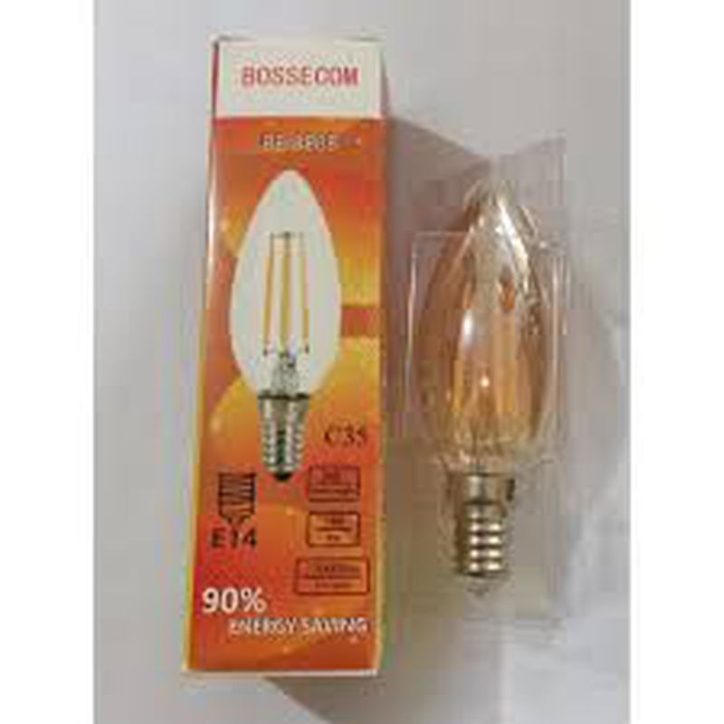 Lampu LED Filamen candle/Lilin Bening 4 Watt BOSSECOM Fitting E27