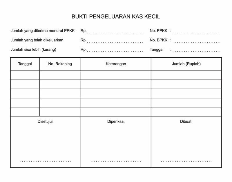 Form Bukti Pengeluaran Kas Kecil
