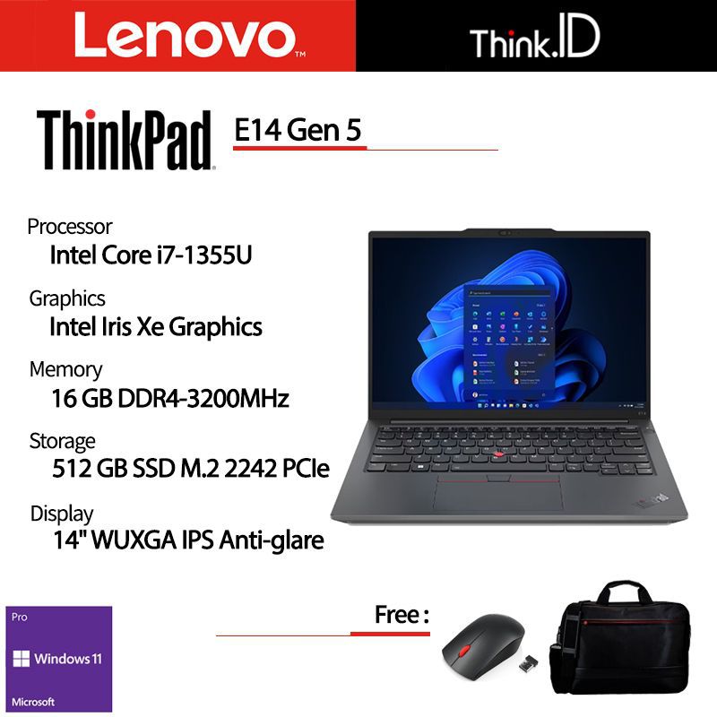 Lenovo ThinkPad E14 G5 i7-1355U 16GB 512GB NVMe 14"IPS Win11P C00