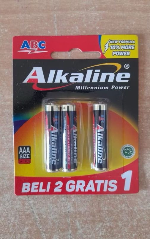 Baterai ABC Alkaline AAA/A3 - 1 PACK ISI 2+1