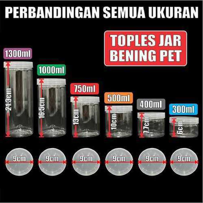 Toples Bening 1000ml Jar Silinder Bening Pet - 1 pcs - 1300ml