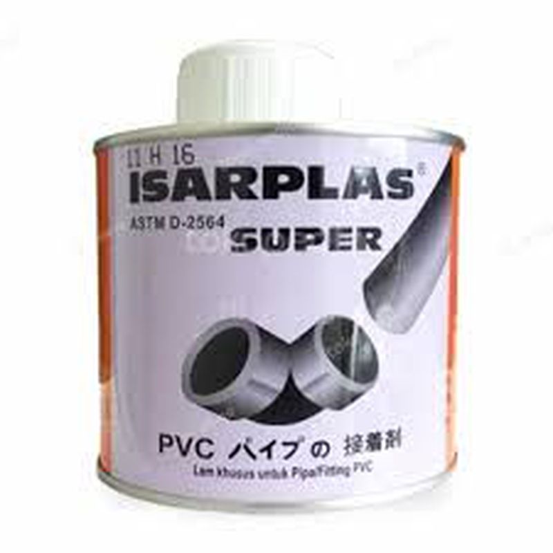 Lem pipa pvc pralon air isarplast kaleng 400g bening fox aica kuas ...