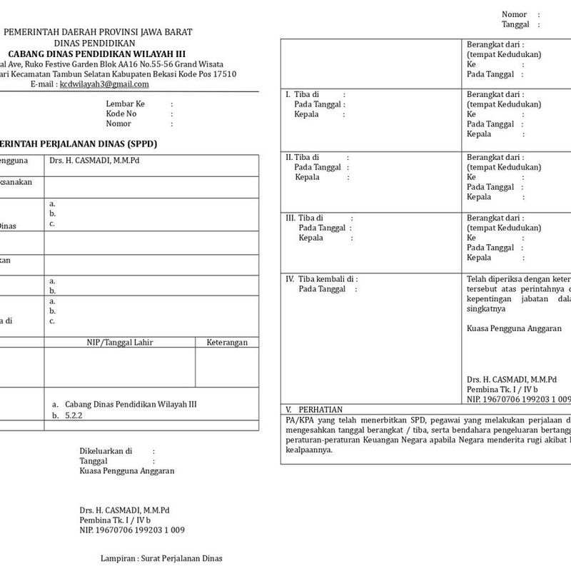 Cetak Blanko SPPD untuk instansi