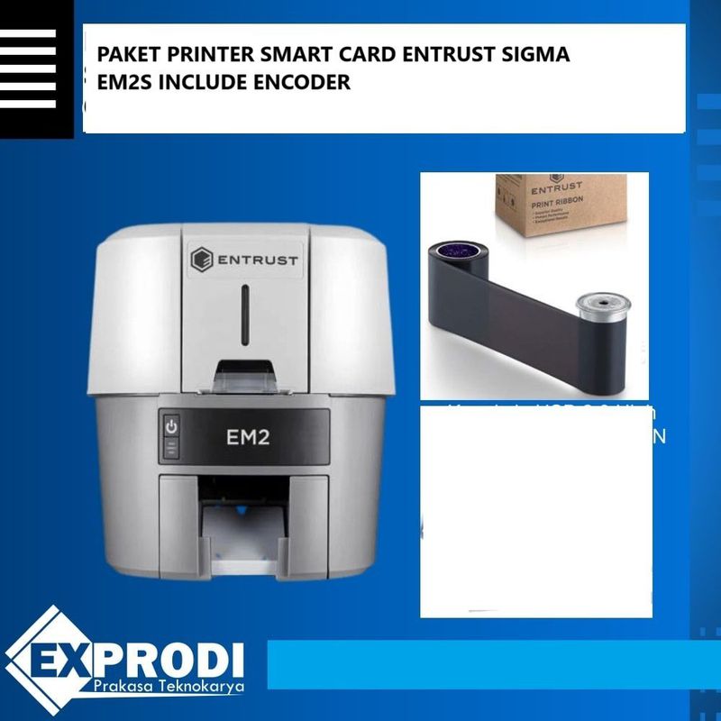 PAKET PRINTER SMART CARD ENTRUST SIGMA EM2S + ENCODER + 1 ROLL RIBBON