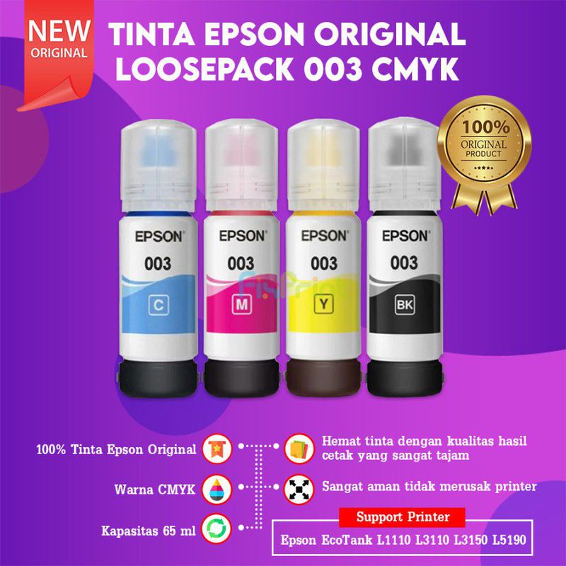 Tinta Printer Epson 003 - 70 mL - Original - Biru