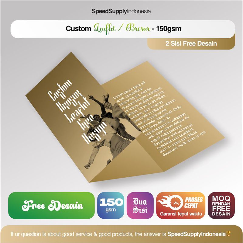 Custom Leaflet 2 Sisi - 150 gsm - FREE DESAIN