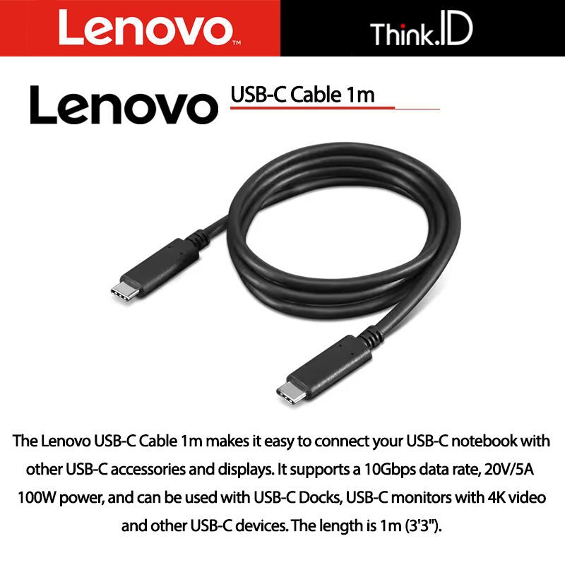 Lenovo USB-C Cable 1m 4X90U90619