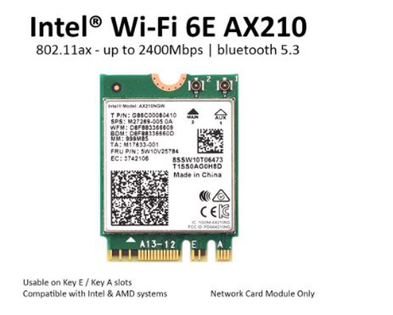 Intel WiFi 6E AX210 Wireless Card Bluetooth 5 AX M.2 NGFF AX210NGW
