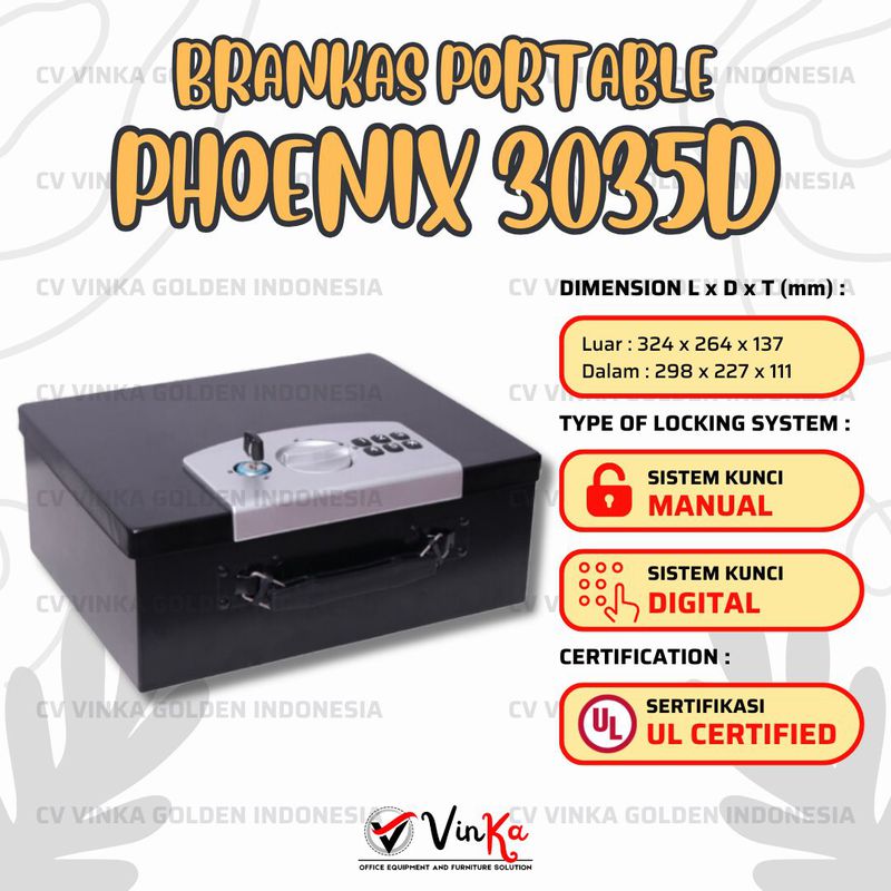 BRANKAS BESI DIGITAL LOCK CASH BOX PORTABLE SAN - PHOENIX 3035D