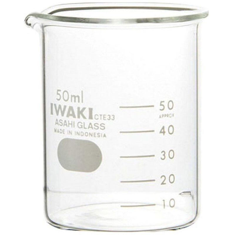 Beaker Glass Beaker Low Form, 50 ml. IWAKI 1000BK50
