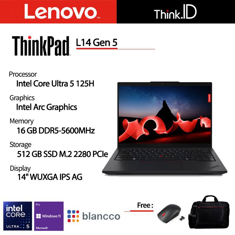 LENOVO ThinkPad L14 Gen5 Ultra 5 125H 16GB 512GB NVMe 14"IPS IR Arc ...