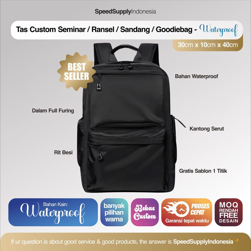 Tas Custom Seminar / Tas Ransel / Tas Sandang / Goodiebag Waterproof