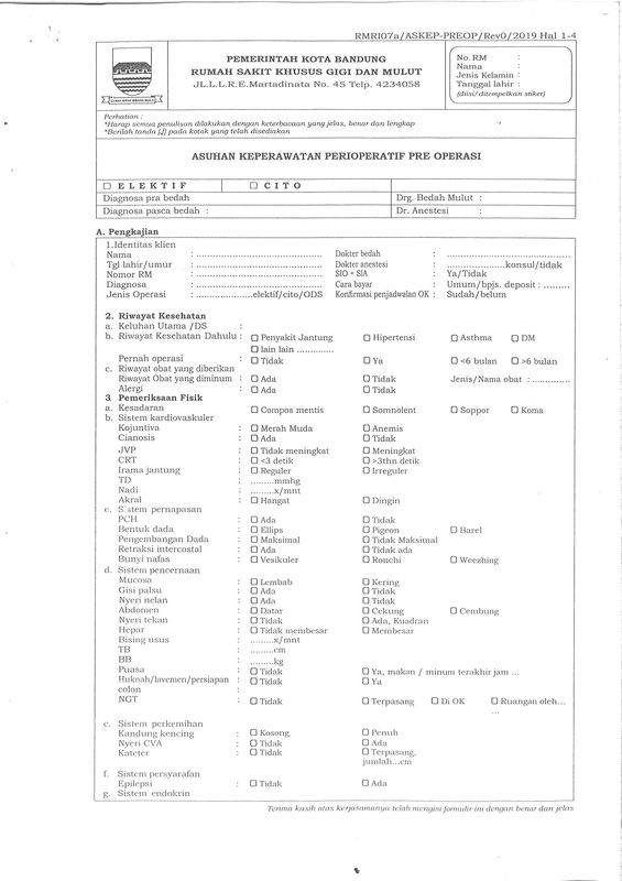 Cetak Form Asuhan Keperawatan Perio Pre Operasi (AKPPO 0001)