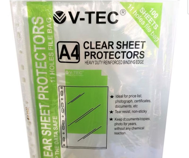 Vtec Sheet Protector Clear A4 (100Sheet) Pelindung Kertas/File