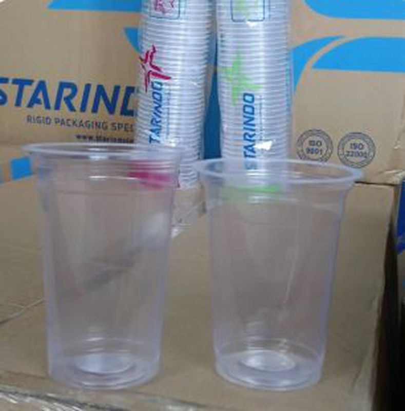 GELAS PLASTIK POLOS STARINDO 14 oz 50 pcs