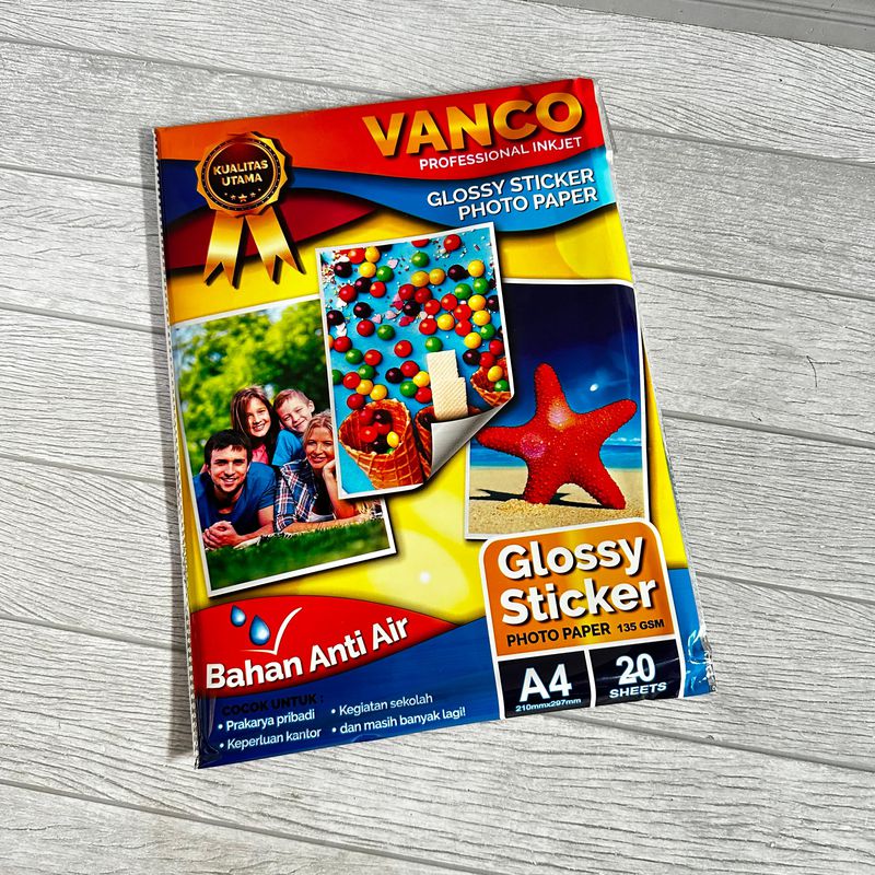 Kertas Foto Stiker A4 Vanco