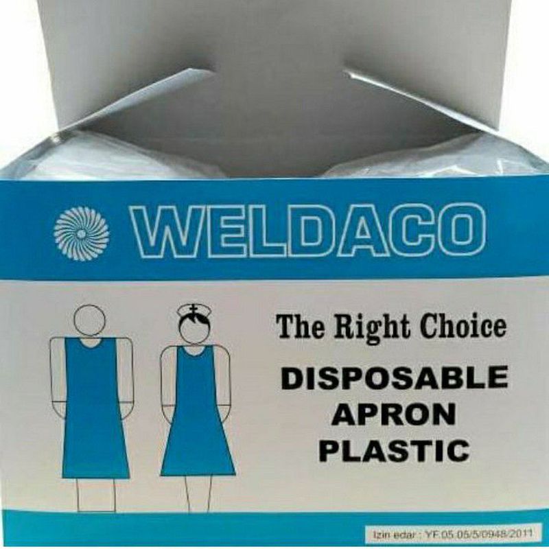 apron plastik disposable, apron medis, clemek medis isi 50 s WELDACO