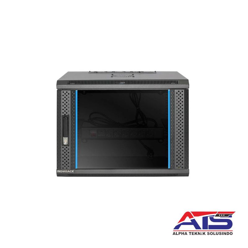 WIR4508S Wallmount Rack 8U INDORACK Depth 450mm Glass Door Rak Server