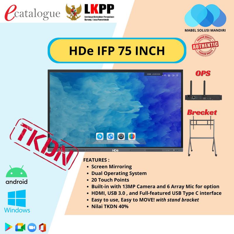 HDE MONITOR INTERAKTIF IFP 75 inch