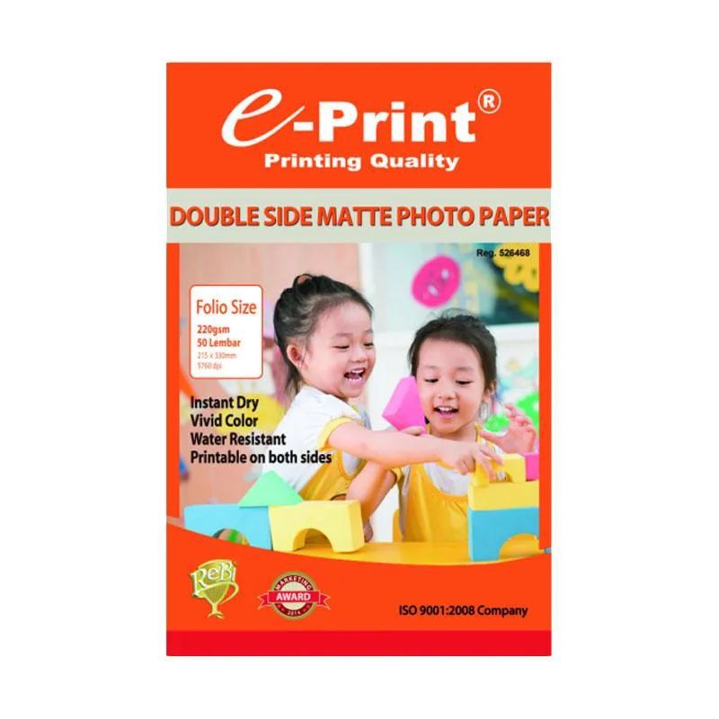 e-Print F4 Inkjet Paper Double Side 220Gsm 50s