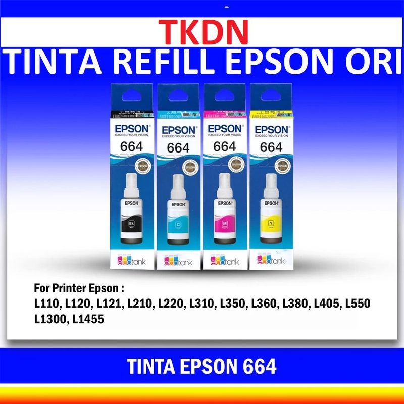 Tinta Printer Epson T664 Ori TKDN (PAKET LENGKAP 4 WARNA)