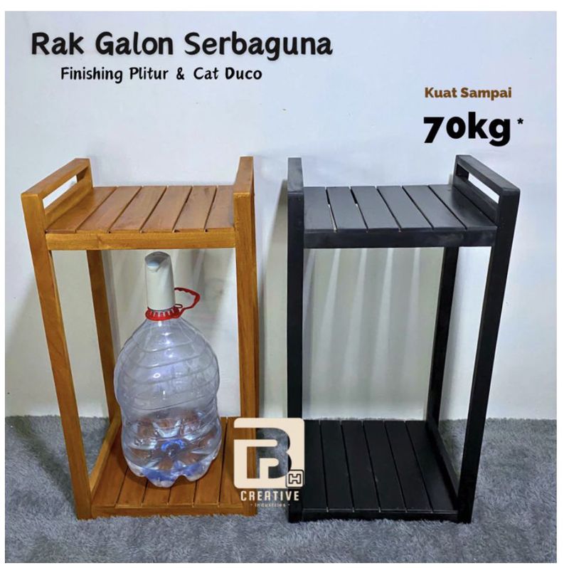 RAK GALON 2 TINGKAT KAYU HITAM