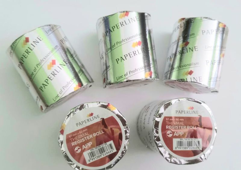 Kertas Thermal ukuran 57 mm x 50 mm, merk Paperline