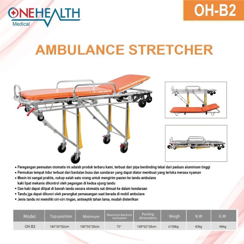 Stretcher Ambulance OneHealth OH-B2 Brankar Ambulans Emergency Stretcher