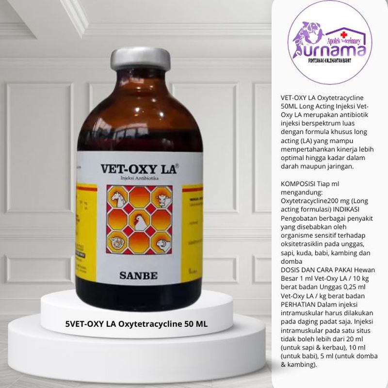 Vet Oxy LA Injeksi (Antibiotik Oxytetracycline- Long Acting) 50 ml