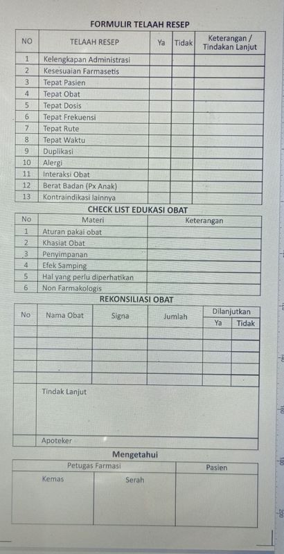 Form Telah Resep Kertas BC Tempel 1