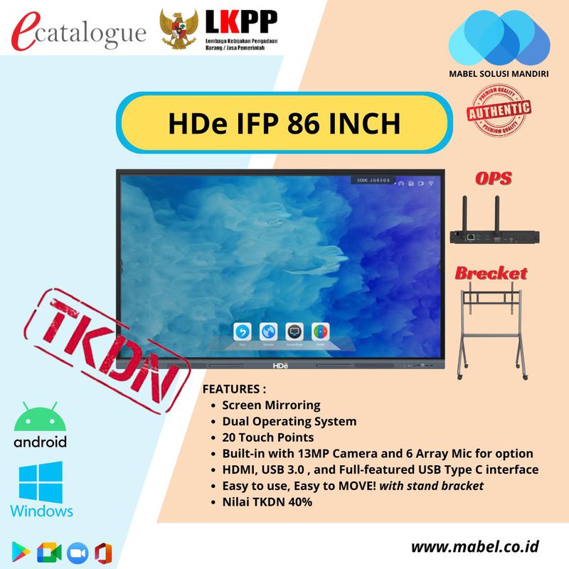 HDE MONITOR INTERAKTIF IFP 86 inch