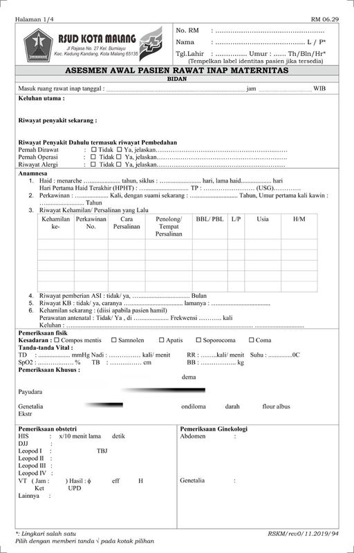 Set Rekam Medis Rawat Inap Kebidanan