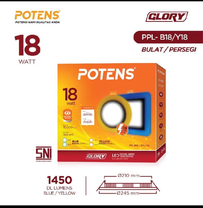 Lampu LED Panel 2 warna 18 watt POTENS