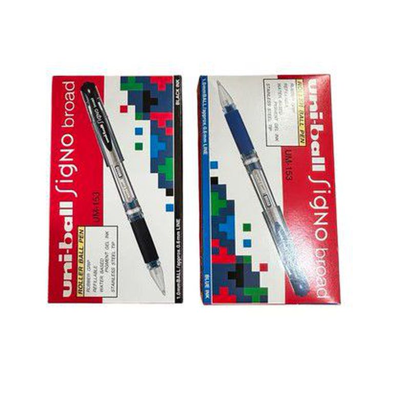 PULPEN UNIBALL SIGNO BROAD UM-153 1MM BIRU / HITAM - Biru
