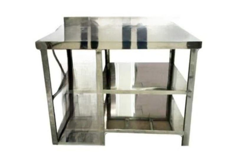 MEJA KERJA DENGAN 2 RAK (UK. 100 (P) x 60 (L) x 80+15 (T) cm) PLAT SS ...