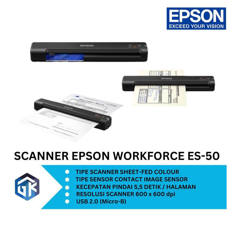 Epson WorkForce ES-50 Portable Sheetfed Document Scanner