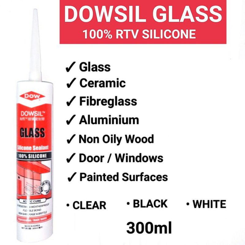 Dowsil Glass Sealant White Lem Silicone 300ml