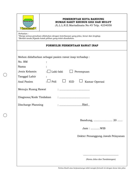 18 Form Permintaan Rawat Inap