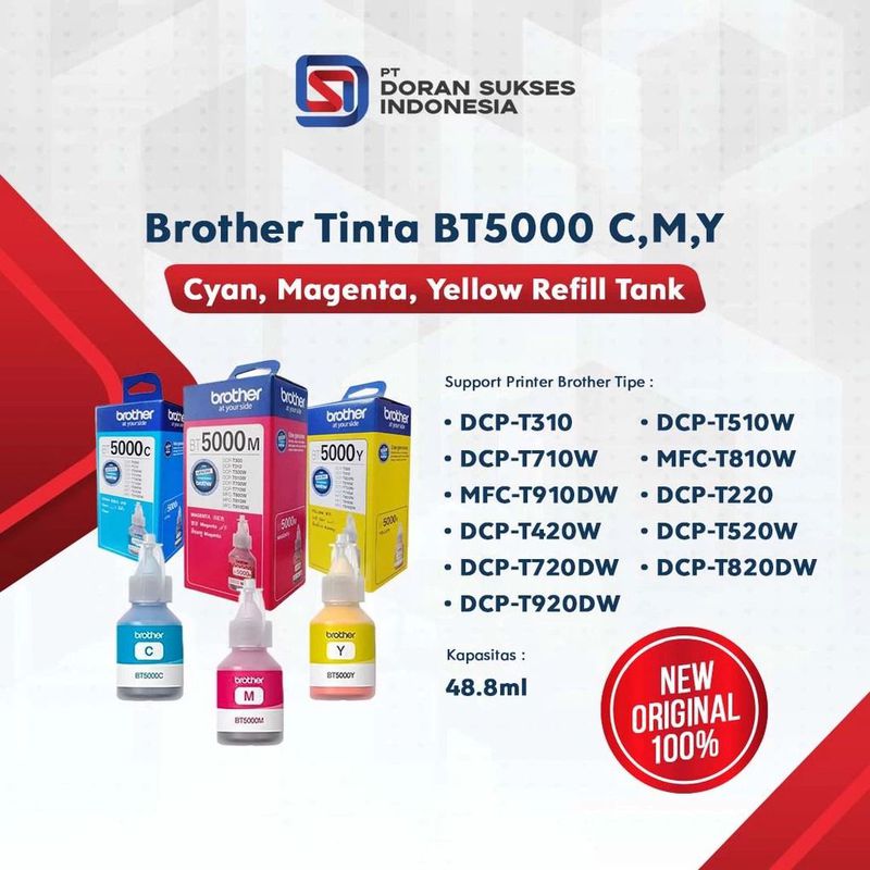 Tinta Refill Printer Brother BT5000 WARNA - Merah M
