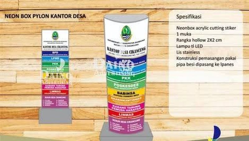 Neon Box Pylon Sign Kantor Desa dan Kelurahan - Satu Sisi