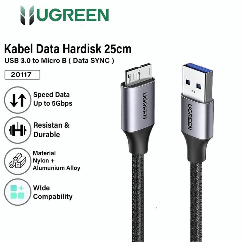 Kabel Data External Hardisk USB-A Merk Ugreen